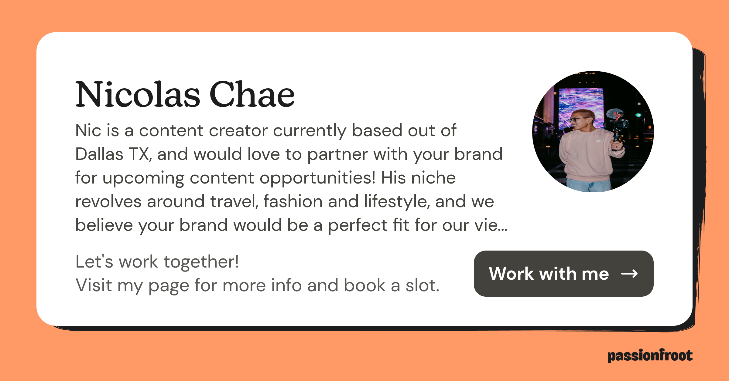 Nicolas Chae | Passionfroot